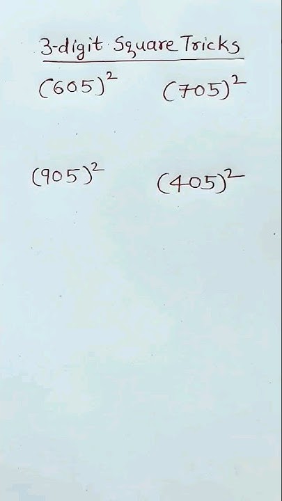 3- digit square Tricks ||Squares of few 3 digit Numbers - YouTube