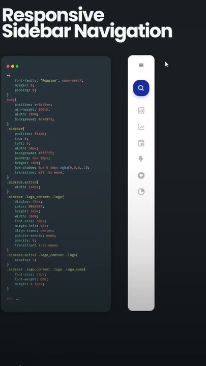 Responsive sidebar navigation #coding #htmlcss #python #html #foryou #javascript #programming # ...