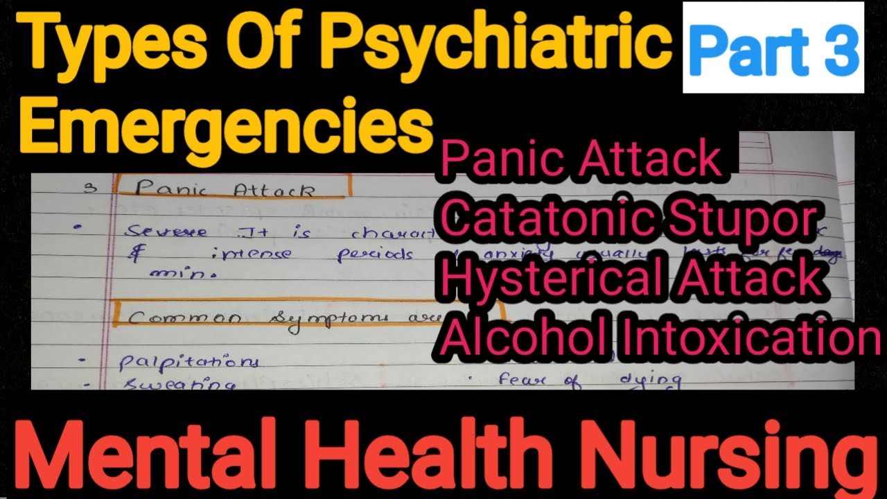 Notes Of Types Of Psychiatric Emergencies (Panic attack, Catatonic ...