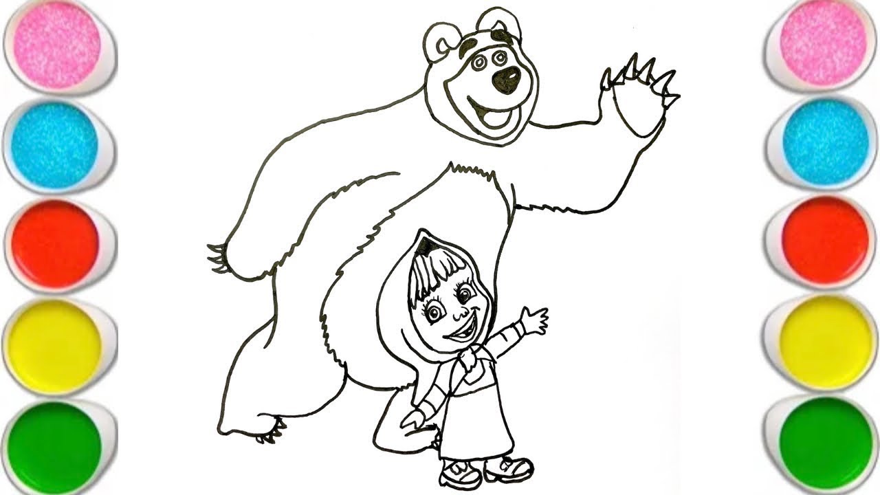 How to Color Masha & Bear 🧒🐻 , Easy Drawing for Kids. #kidsvideo # ...
