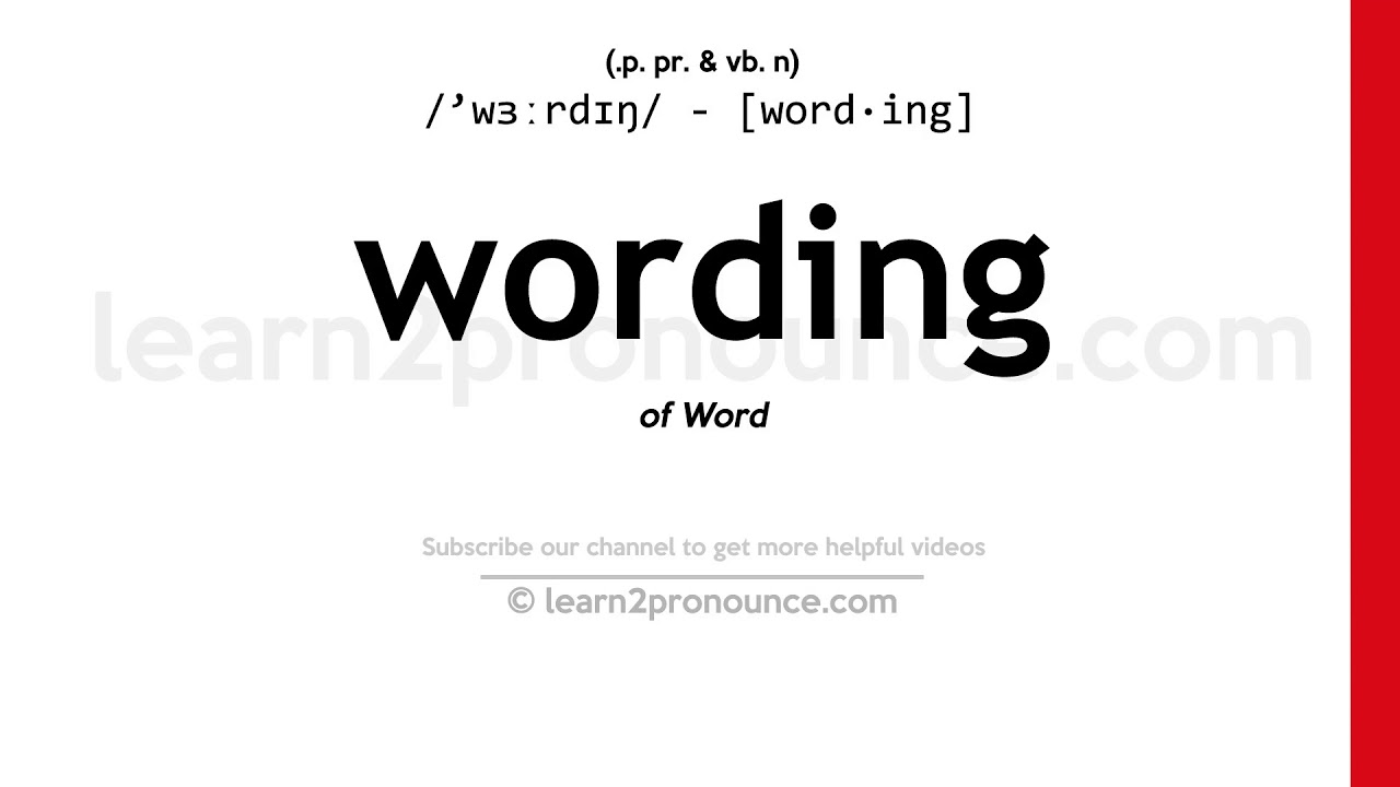How to pronounce Wording | English pronunciation - YouTube