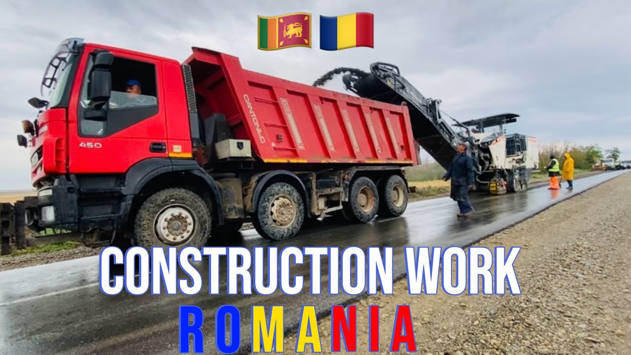 Road construction work in romania - YouTube
