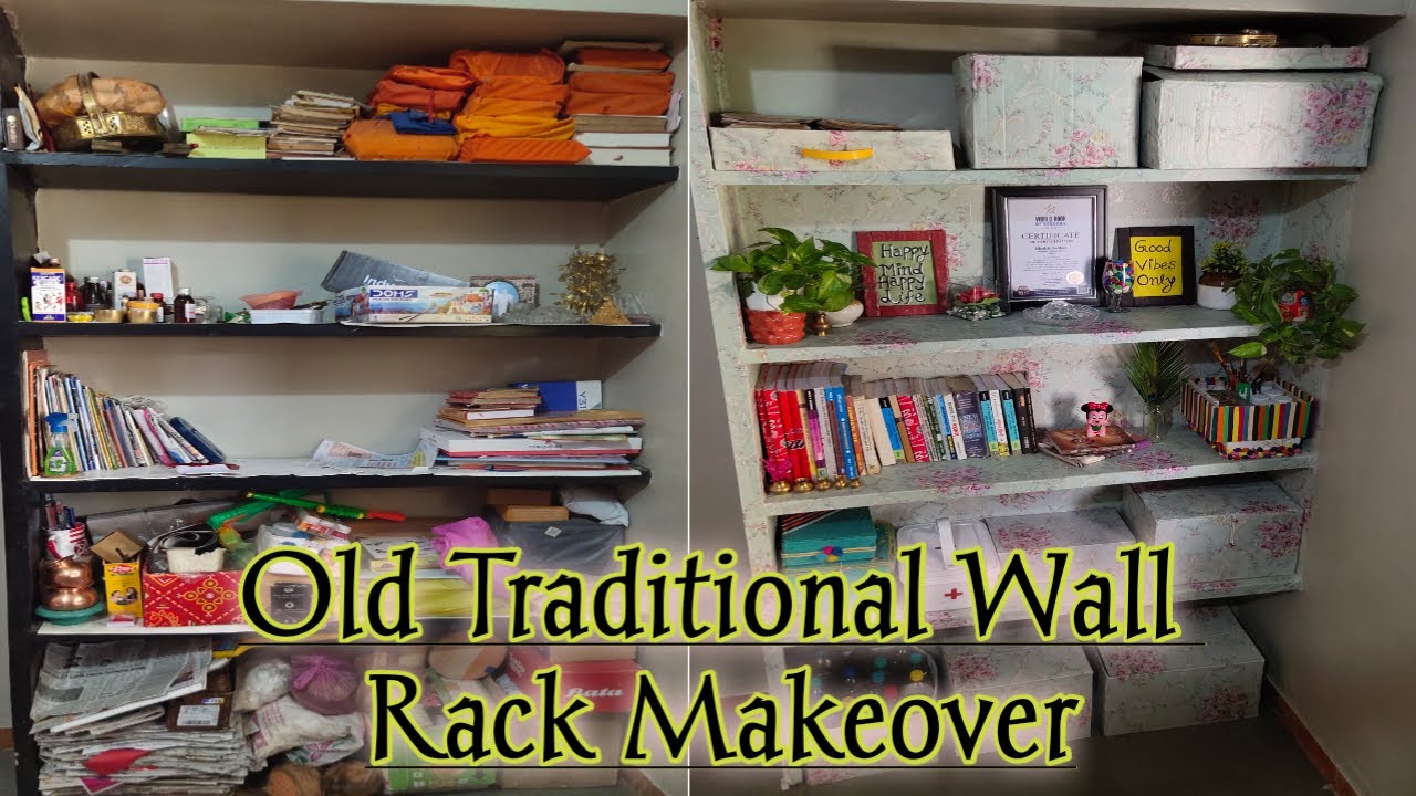 DIY Old Traditional Wall Rack Makeover||Book Rack Makeover|Wall shelf ...