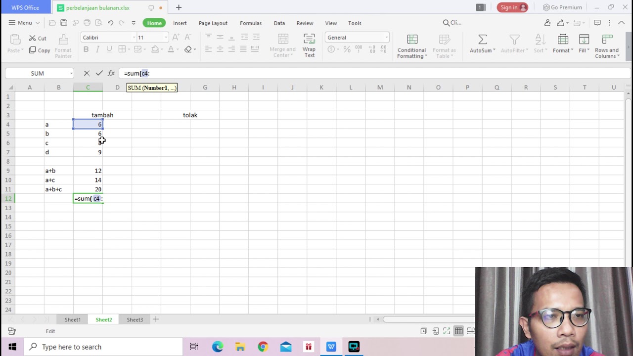 PENGIRAAN OPERASI TAMBAH DAN TOLAK MENGGUNAKAN MICROSOFT EXCEL - YouTube
