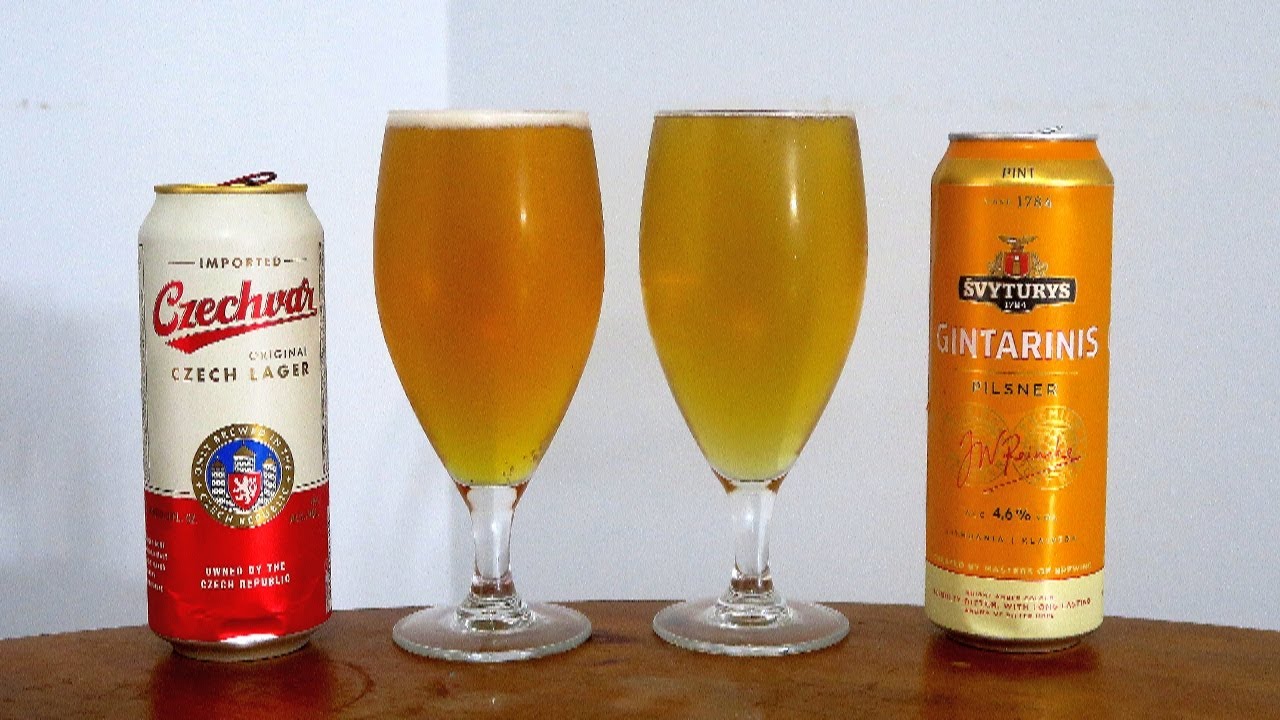 Budvar Czechvar Czech Lager vs Švyturys Gintarinis Pilsner | Czechia vs ...