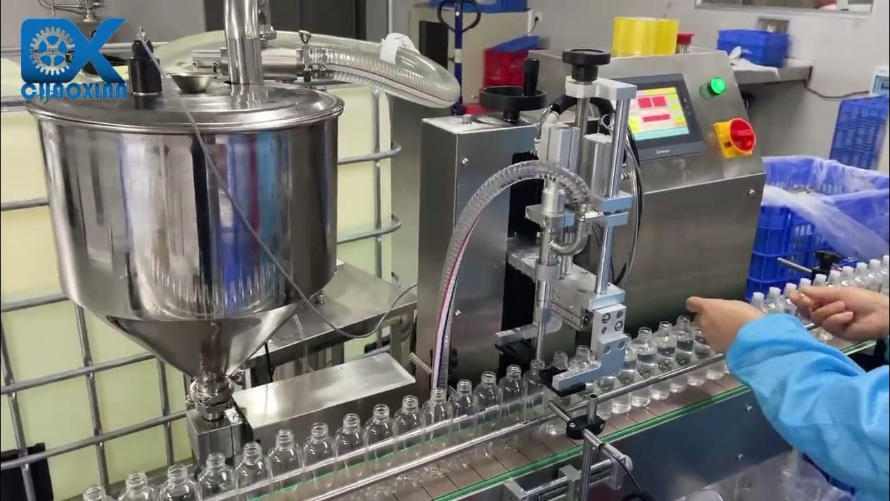 Automatic filling capping production line with 1head filling, plug pressing and cap capping ...