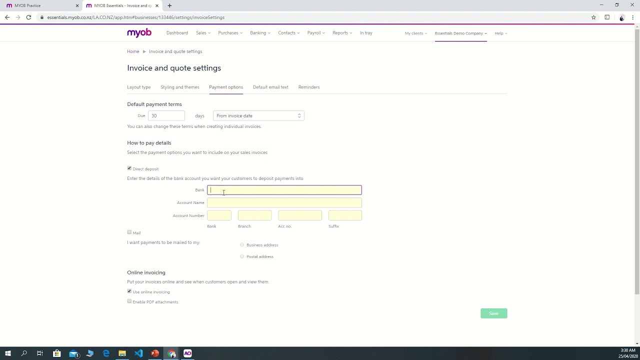 MYOB Tutorial 5 add payments on your invoice - YouTube