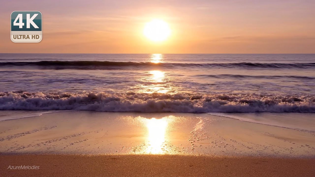 Golden Hour Ocean Waves for Stress Relief – Sunset Beach Ambience (3 ...