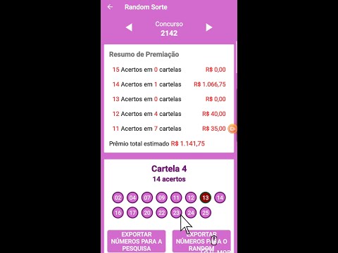 LOTOFÁCIL NO APP RANDOM SORTE - 20 NÚMEROS 12 VOLANTES, LUCRO SEMPRE QUE VIEREM OS 15 NUM SORTEADOS
