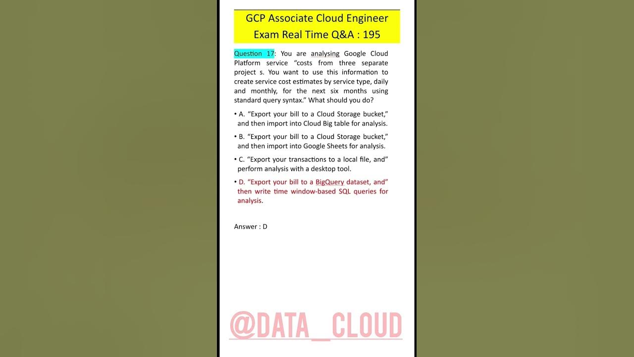 Associate Cloud Engineer Exam Qanda 15 To 17 Gcp Cloudcomputing Cloudmigration Cloud Ace