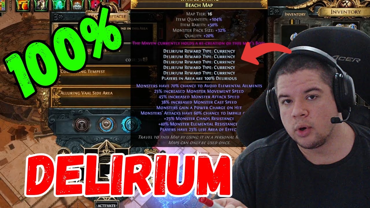Mapa Full Delirium 100% end game com comentários comparativos entre poe ...