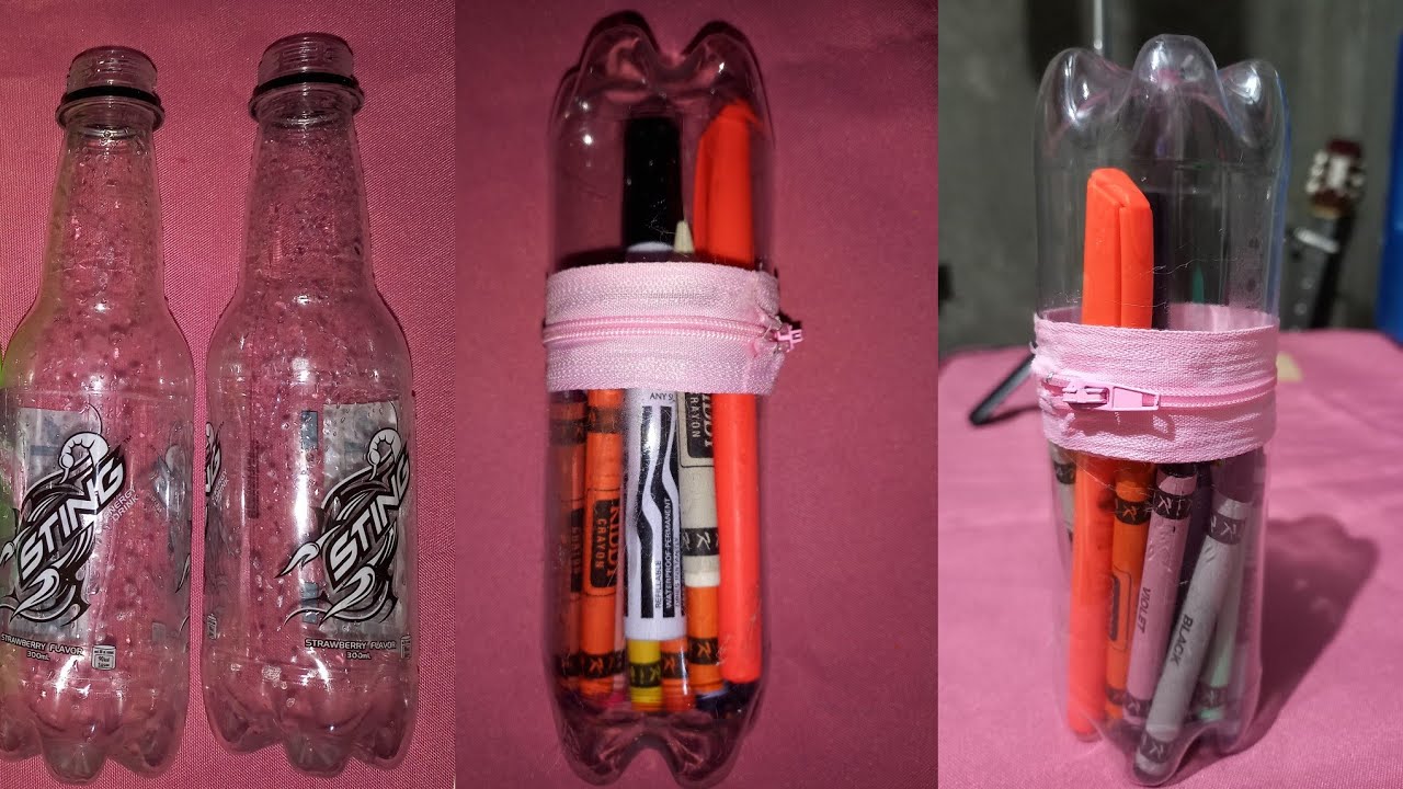 DIY PENCIL CASE FROM RECYCLED PLASTIC BOTTLE - YouTube