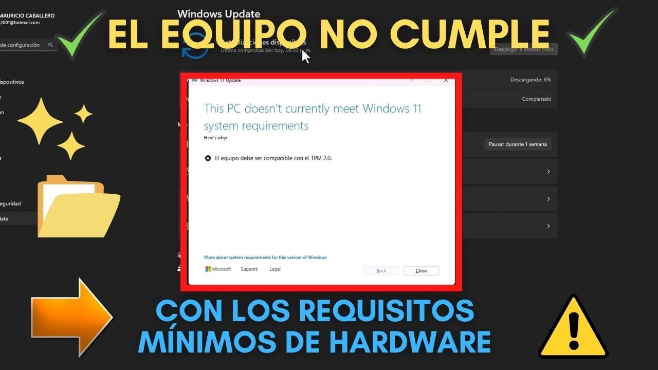 El Equipo NO Cumple Con Los Requisitos de Hardware mínimos para Windows 11- SOLUCIÓN 100% ...