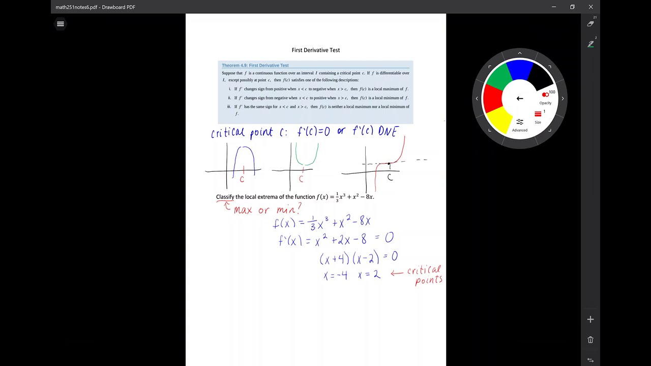 Math 251 - First Derivative Test - YouTube
