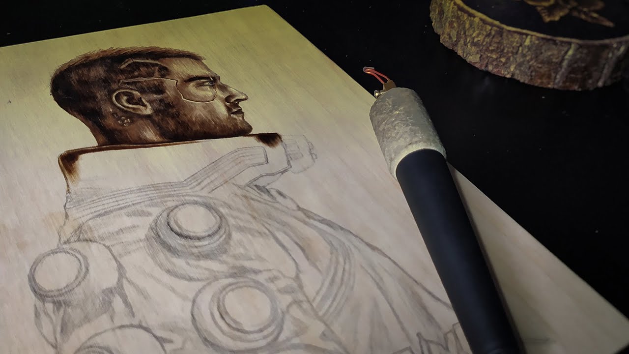 Cyberpunk 2077 | Pyrography (Wood burning) Portrait TIME - LAPSE - YouTube