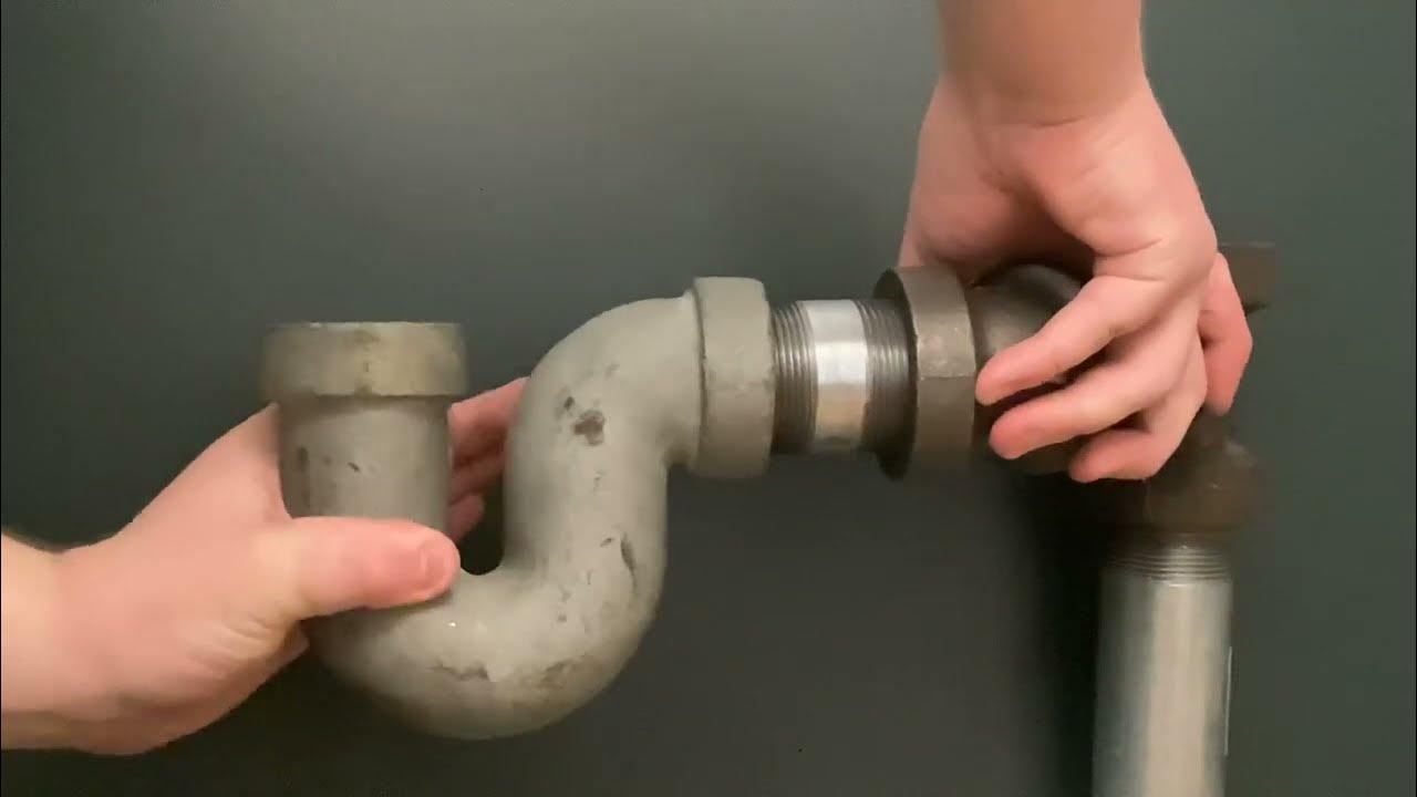 How to install a threaded galvanized or cast iron p trap. - YouTube