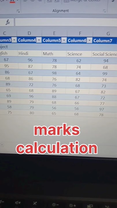How To Marks Calculation In Excel//Marks Calculation Kaise Kare/#shorts ...