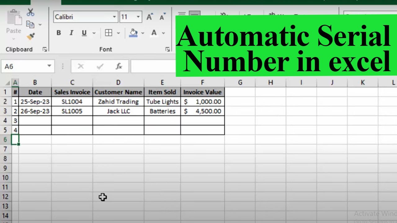 Automatic Serial Number in excel #exceltutorial Auto serial number in ...