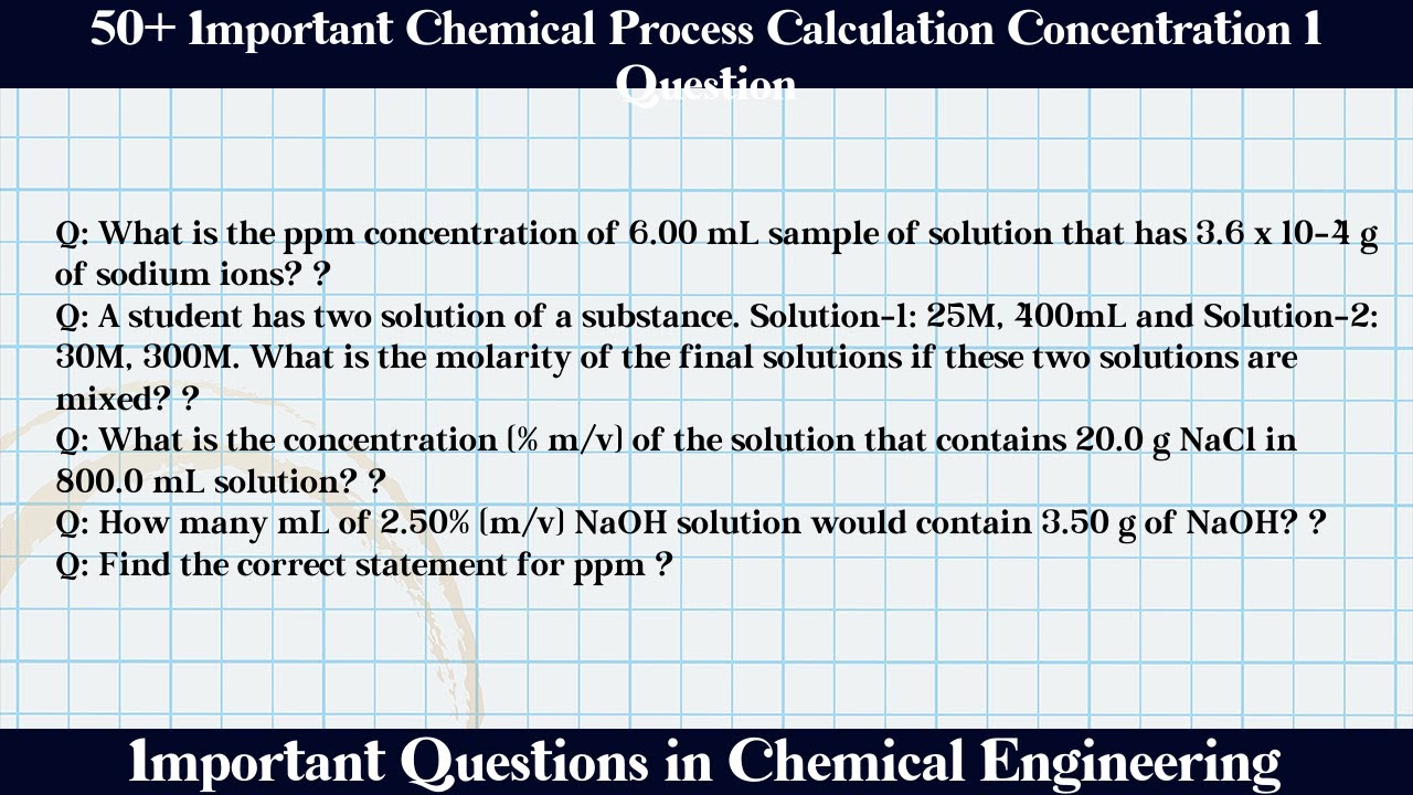 MCQ Questions Chemical Process Calculation Concentration I with Answers ...