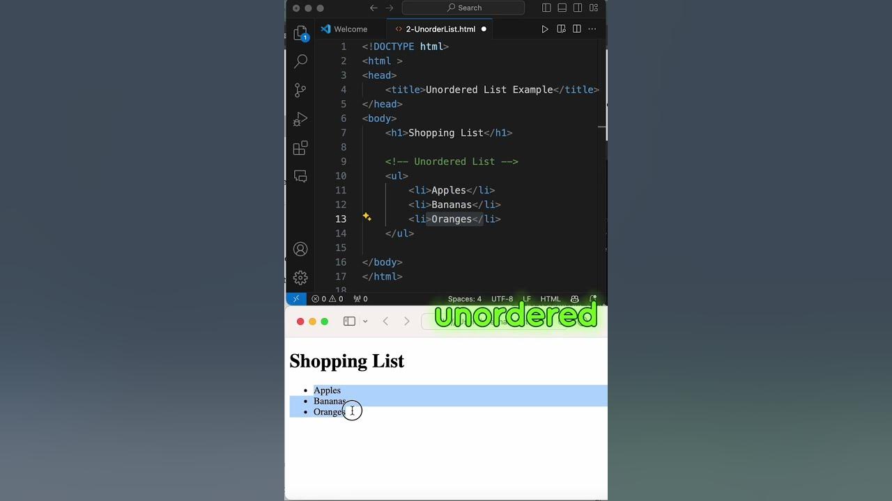 HTML Tip 02 : Which tag is used to define an unordered list in HTML? #HTML #CSS #SHORTS - YouTube