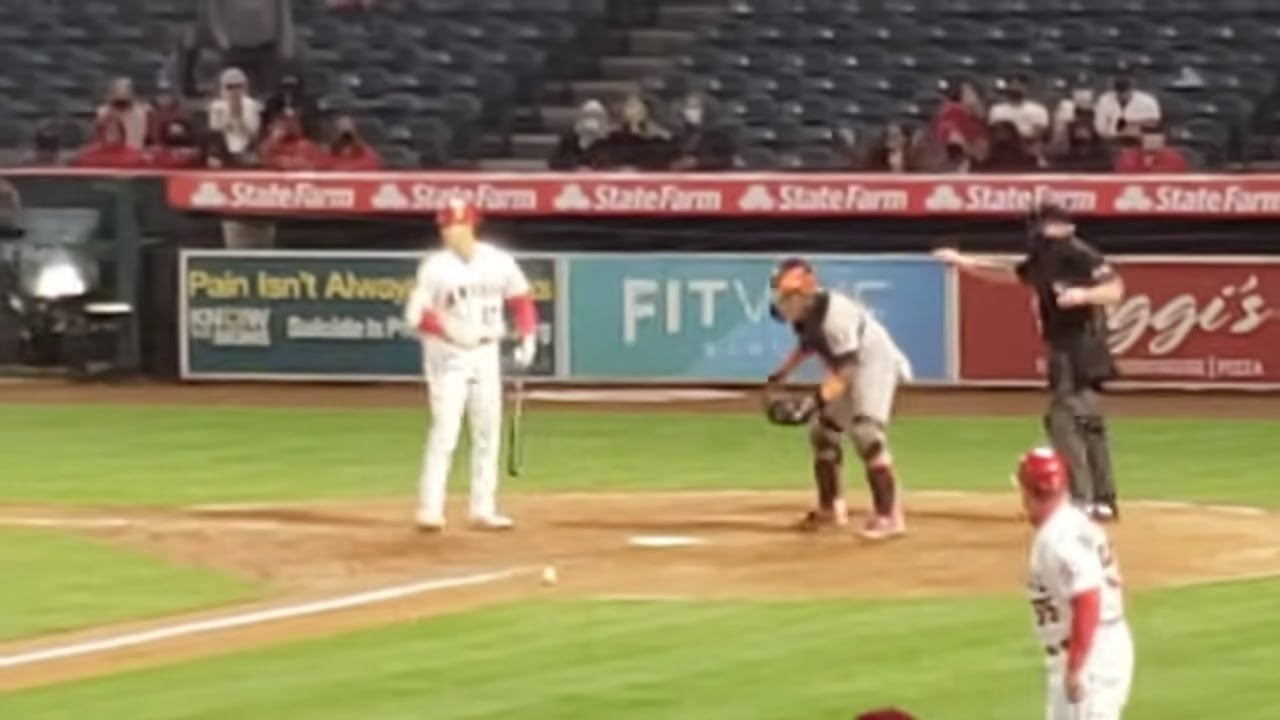 Shohei Ohtani HBP Joe Smith stare down - YouTube