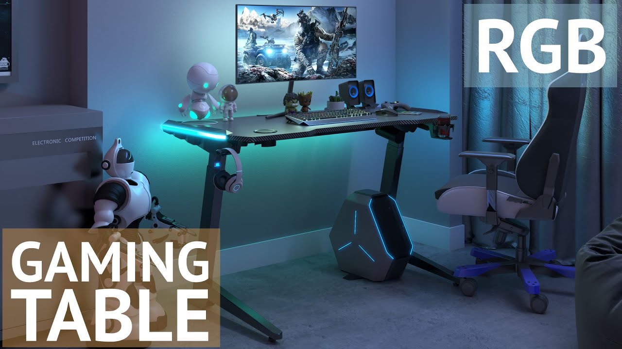 Best Height-adjustable Gaming Table with RGB - YouTube