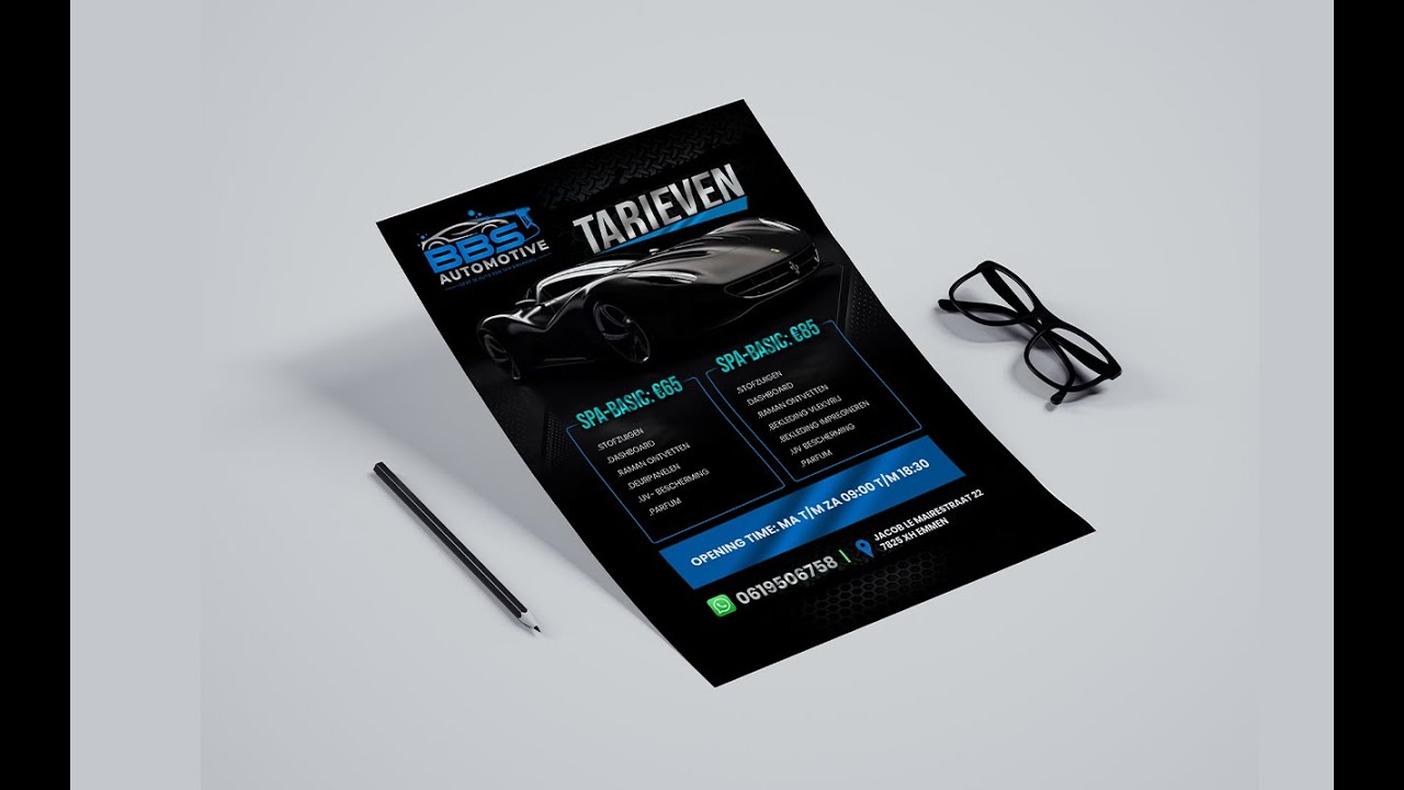 Auto detailing price menu design flyer, speed up video - YouTube