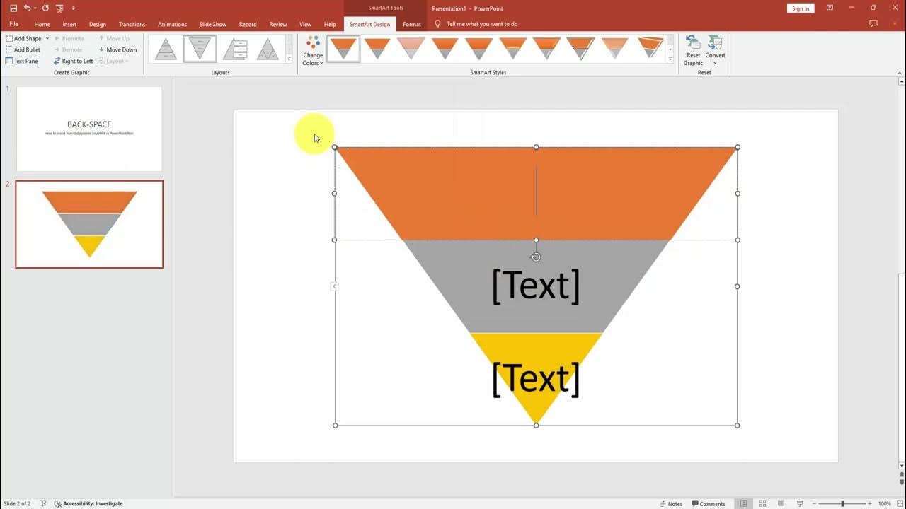 How to insert inverted pyramid SmartArt in PowerPoint free - YouTube