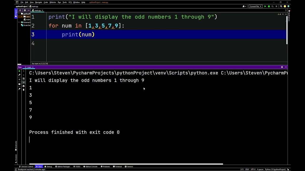 Python - For Loops - PyCharm - YouTube