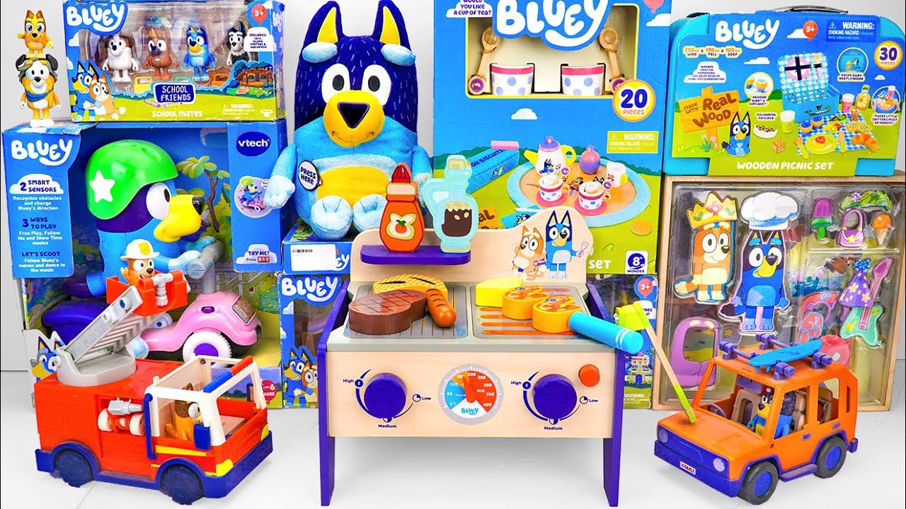 Bluey Toy Collection Unboxing Review 🐾 Bluey Wooden BBQ and Salad Set ...