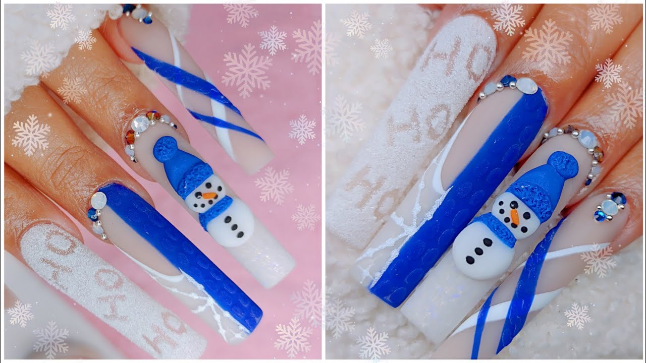 CHRISTMAS ACRYLIC NAILS/ HOW TO 3D SNOWMAN☃️/ ACRYLIC NAIL TUTORIAL FOR ...