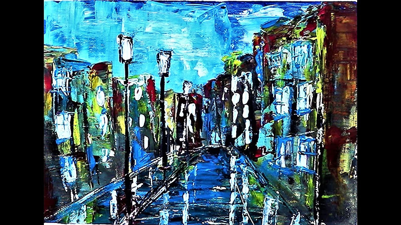 Abstract Cityscape Acrylic Painting - YouTube