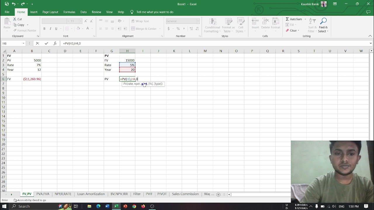 How to calculate PV & FV in excelsheet - YouTube