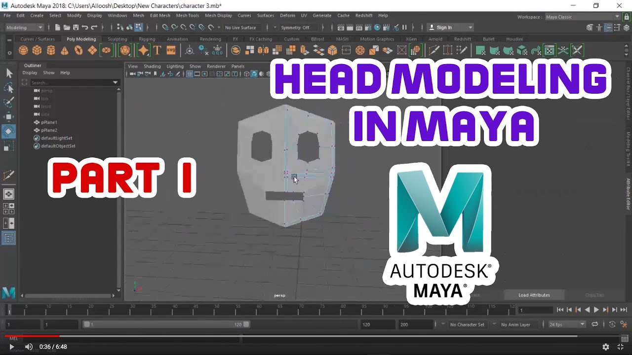 easy way modeling Character's head with autodesk maya part 1 - YouTube