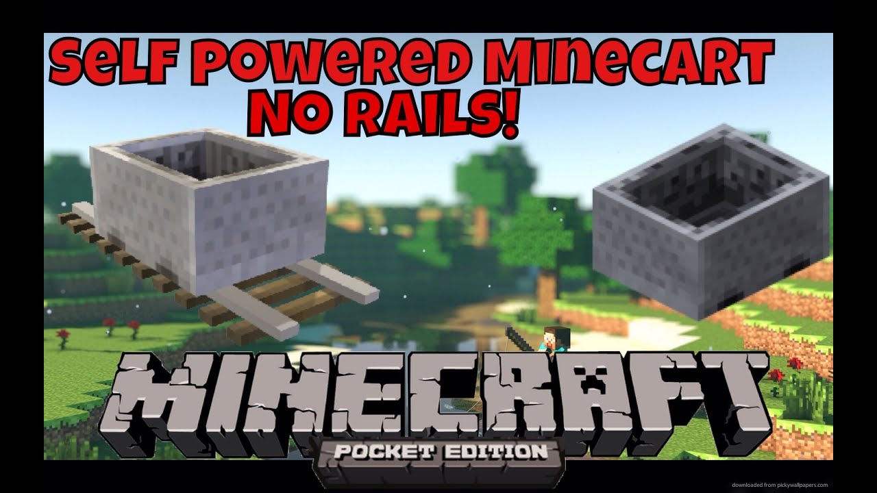 Minecraft PE: Self Powered Minecart No Rails!! [0.12.3] - YouTube