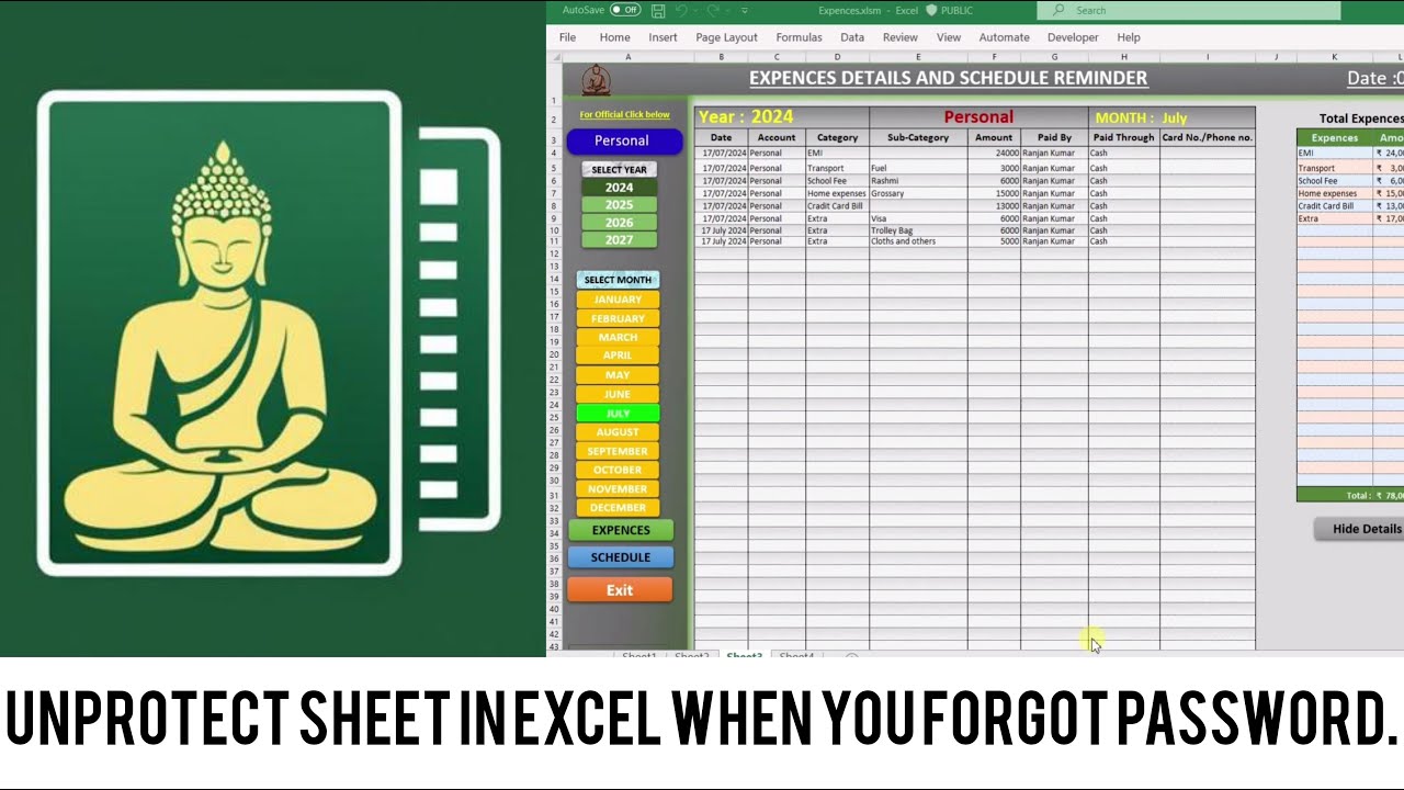 Unprotect Sheet in Excel when you forgot password | Excel | Excel Hacks ...