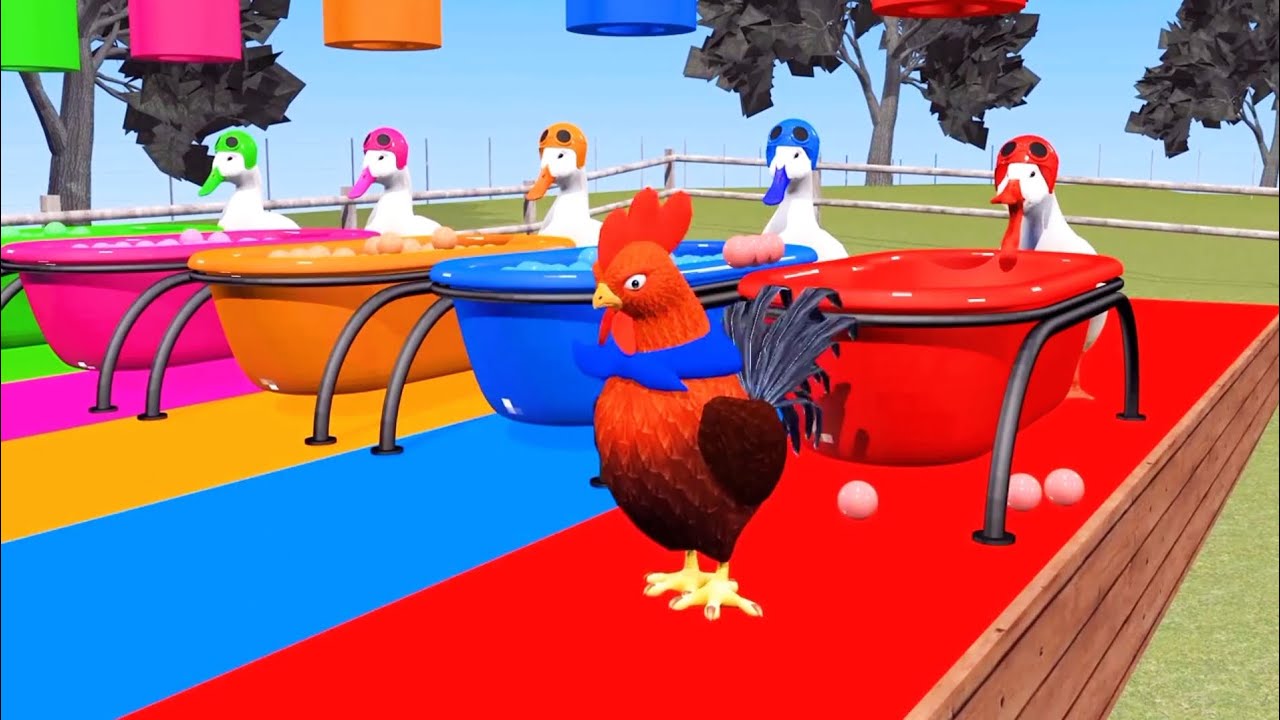 Paint 3D animation duck lion hen cow and gorilla fountain crossing ...