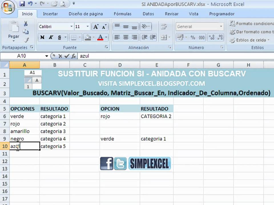 Simplexcel - Sustituir Funcion Si Anidada con Buscarv - YouTube