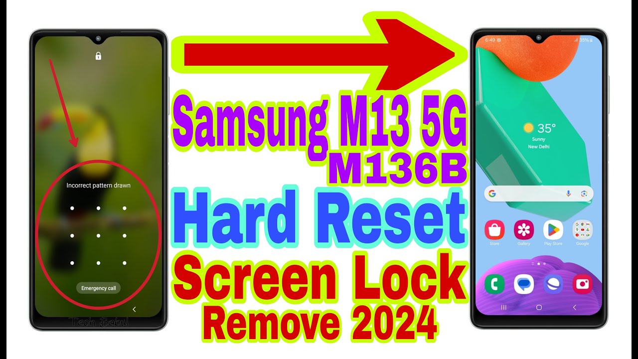 Samsung M13 5G (M136B) Remove Screen Lock/Hard Reset 2024 | Unlock ...