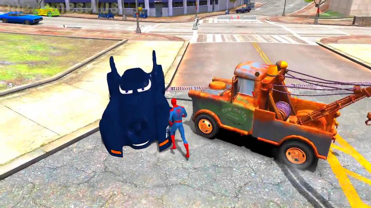 Disney PIXAR cars Tow Mater & Batmobile Marvel Thor & Spider Man ...