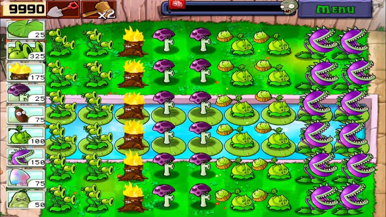 PVZ - THREEPEATER, TORCH-WOOD, SCAREDY SHROOM, CABBAGE PULT, CHOMPER ...
