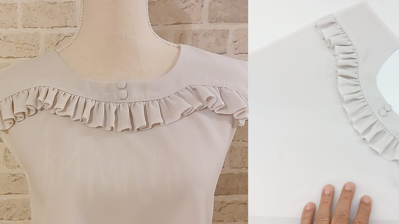 😍 Tips and tricks to sew ruffle collar beautiful neck design - YouTube