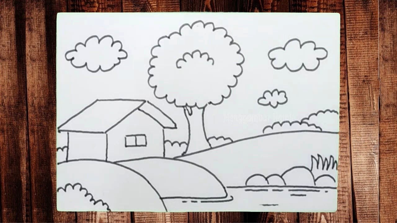 Cara Menggambar Mudah dan Simple Pemandangan - YouTube