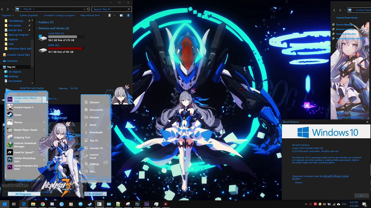 Honkai Impact 3rd - Herrscher Of Reason Custom Theme Windows 10 1903 ...