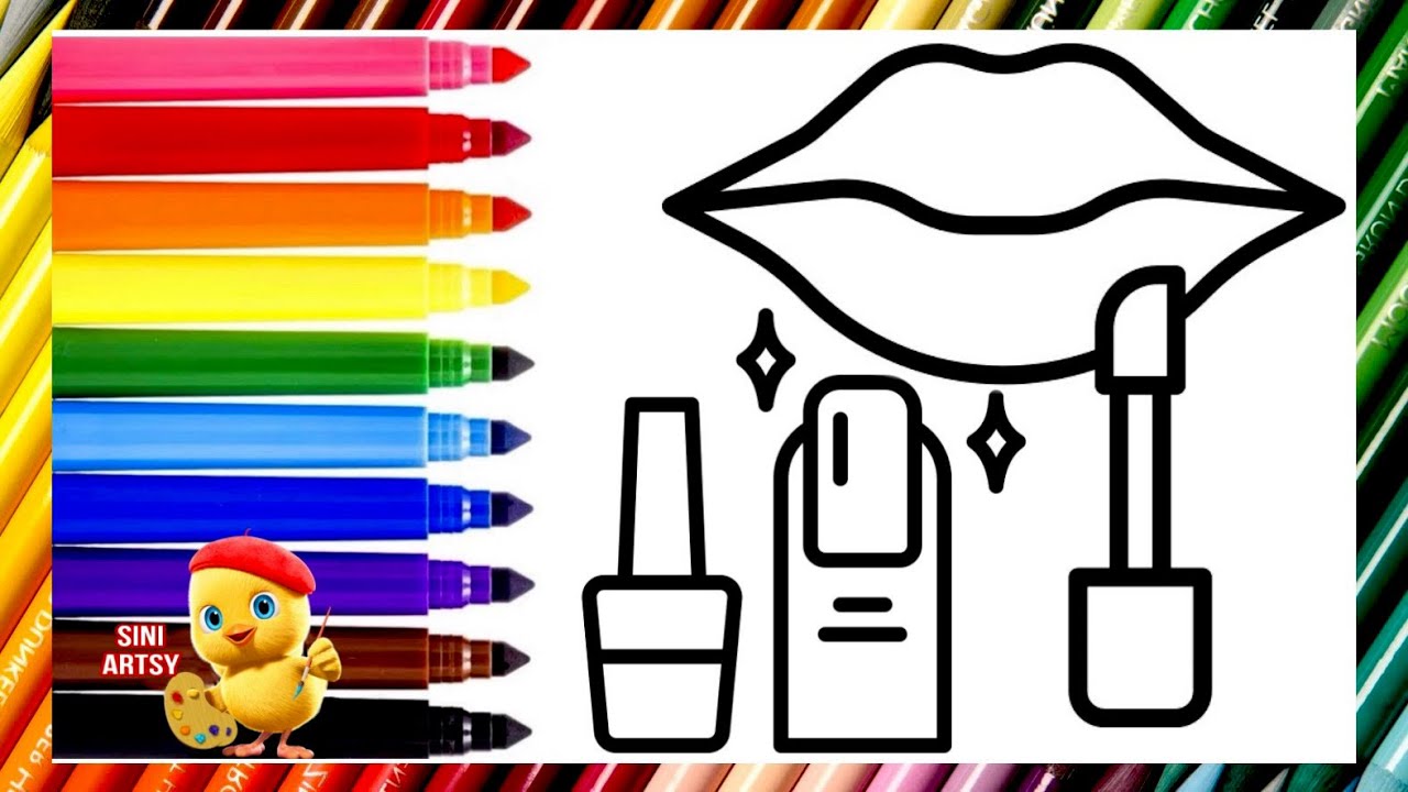 Simple and Easy MAKEUP 💄💋💅 Drawing and Coloring for Kids and Toddlers ...