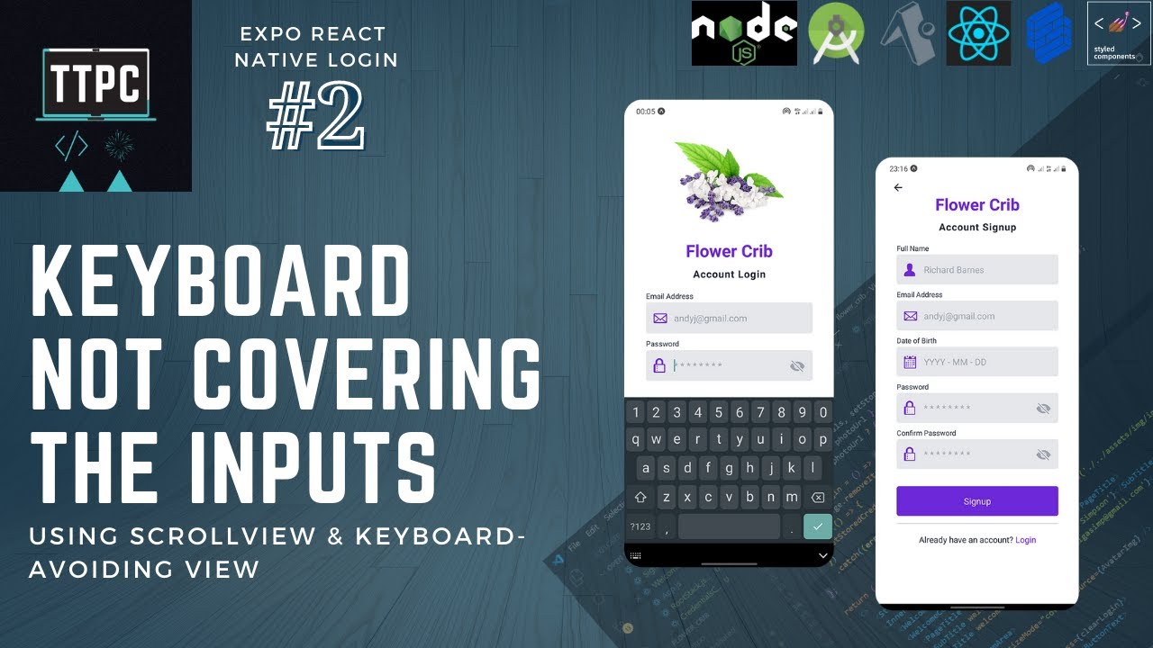 Preventing Keyboard From Covering Inputs Dismissing It React Native Login System 2 Youtube