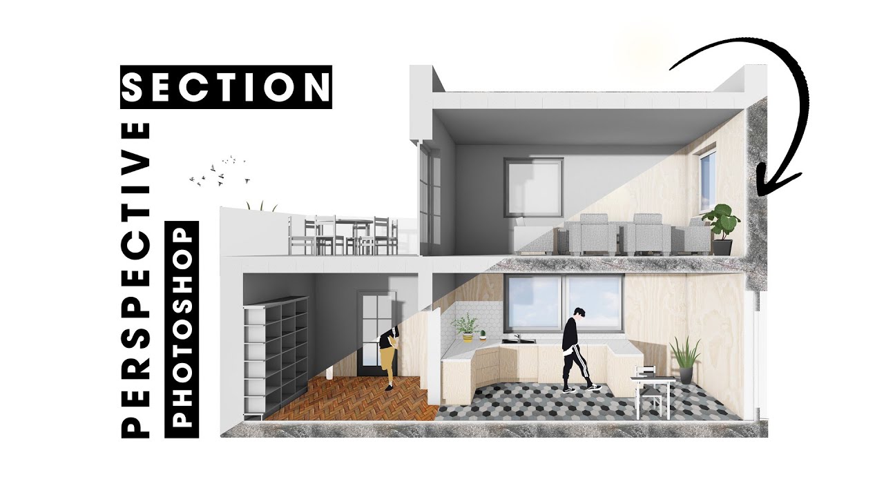 How to create an abstract PERSPECTIVE SECTION in Photoshop #archibicc ...