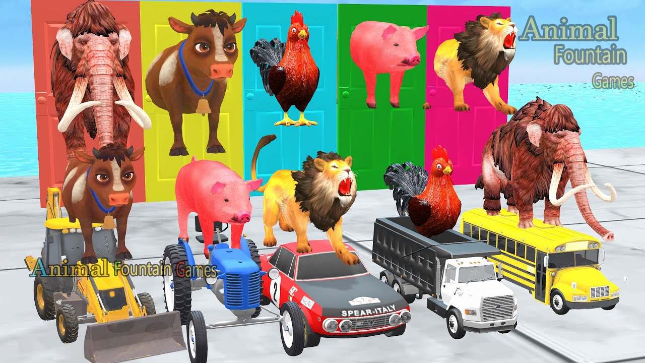 Animal Crossing Fountain with Mammoth, Cow, Chicken, Piglet Wild ...