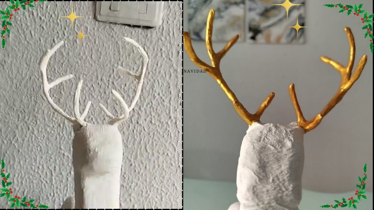 COMO HACER ASTAS DE RENO NAVIDEÑO/ORNAMENTO/CUERNOS - YouTube
