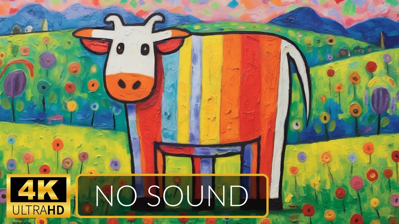 4K | ART Slideshow for TV | Color Cows | 1 Hour | No Sound - YouTube